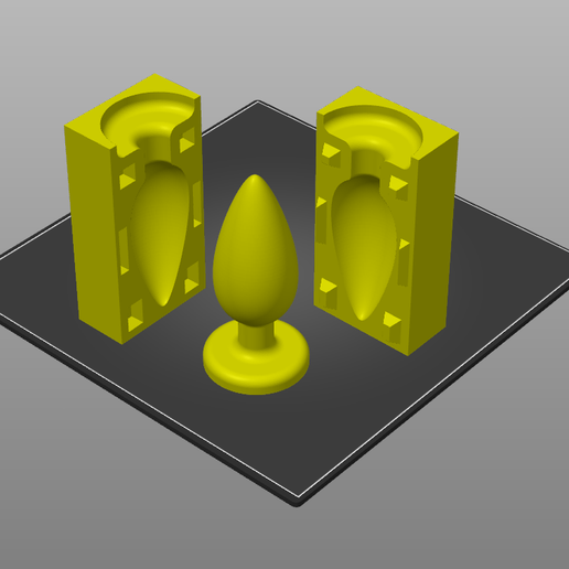 🔌 Tall Taper Butt Plug and Two-Part Mold (40mm)・Free STL File for ・Cults