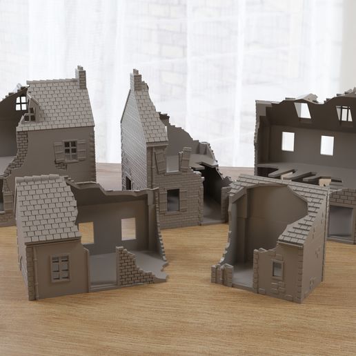 🎲 Normandy Village Vol. 1 Destroyed Miniature Wargaming Terrain WW2・ 3D ...