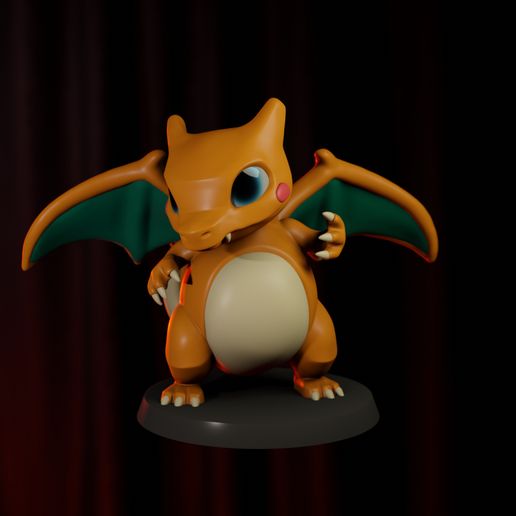 🐉 Chibi Charizard - Pokemon Kawaii・Free OBJ File for 3D printing・Cults