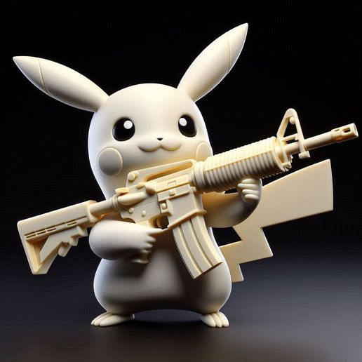 STL file Pikachu with M16 Rifle 🐉 (OBJ)・3D print object to download・Cults