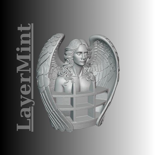 ♀️ Majestic Female Angel Bust Desk Organizer with Gothic Wings ...