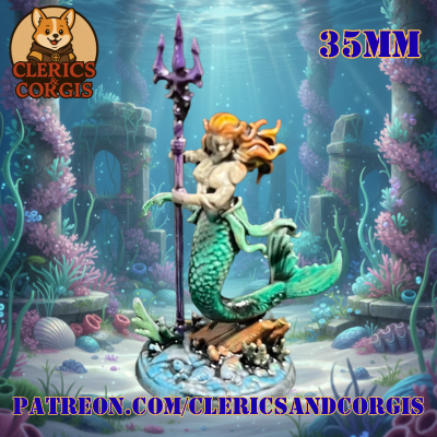 🧜‍♀️ Mermaid with Trident - Warrior of the Deep | 35mm Scale Miniature ...