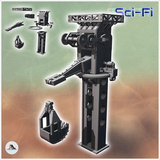 🏗️ Large futuristic crane with toothed bucket and gears (4) - Future ...