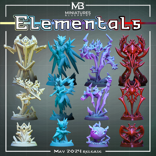 👁️ Elementals V2- May 2024 release・ 3D File for 3D printing・Cults