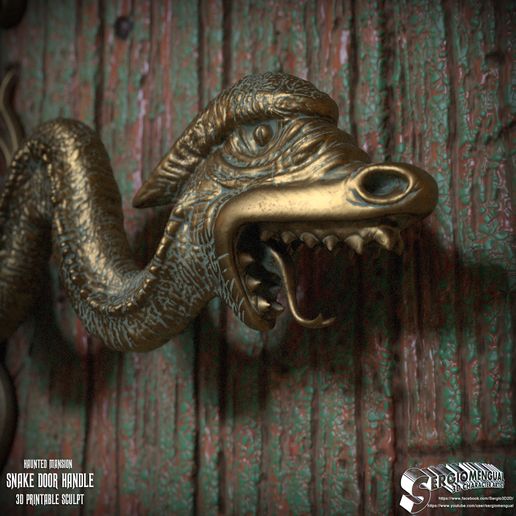 👻 Haunted Mansion Snake Door Handle 3D Printable Sculpt・ 3D File for 3D ...