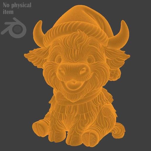 🎄 Christmas Highland Cow STL | Cute Holiday 3D Print Model・ STL File ...