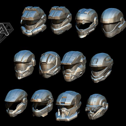 😇 Set of 12 HALO helmets・ 3D File for 3D printing・Cults