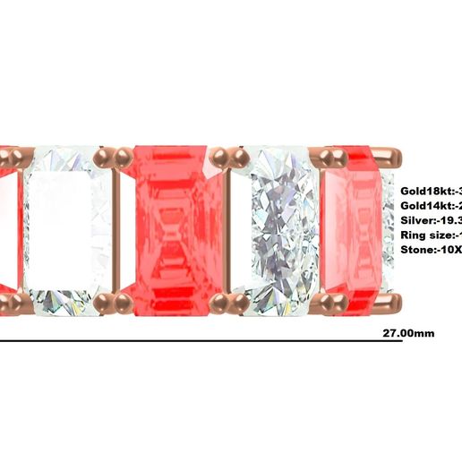 💍 Precious Coloured Stone Eternity Band・ STL File for 3D printing・Cults