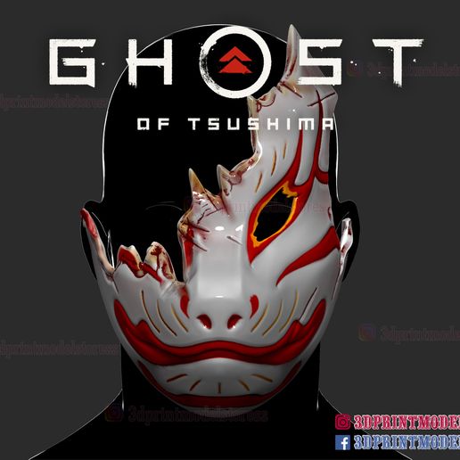 👻 Ghost of Tsushima Tomoe Mask・ 3D File for ・Cults