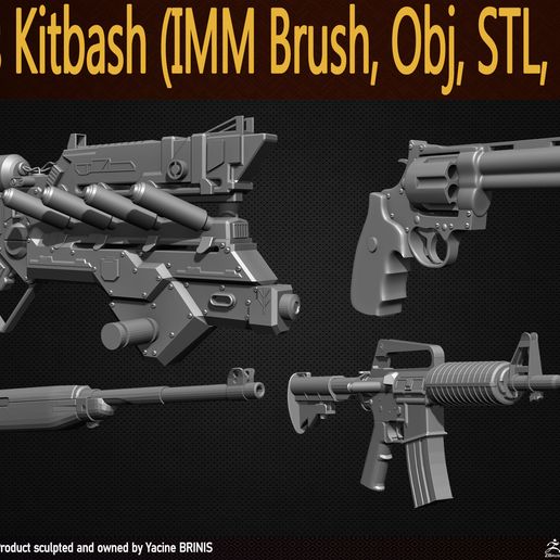 🧨 Pack Of 25 Guns Kitbash Volume 02・ 3D File for 3D printing・Cults