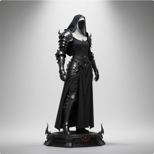 👾 Dark Nun, Nun Warrior・ STL File for 3D printing・Cults