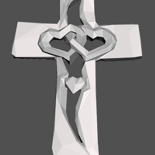 Cross with Intertwined Hearts - Smooth and textured versions・ OBJ File ...