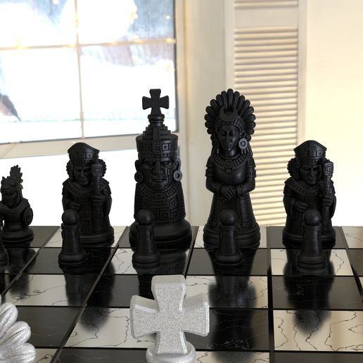 🏺 Aztec Chess Set - STL Pack・ STL File for 3D printing・Cults