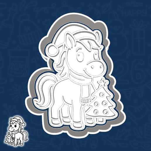 🎄 Christmas | New Year cookie cutters - A horse with a Christmas tree ...