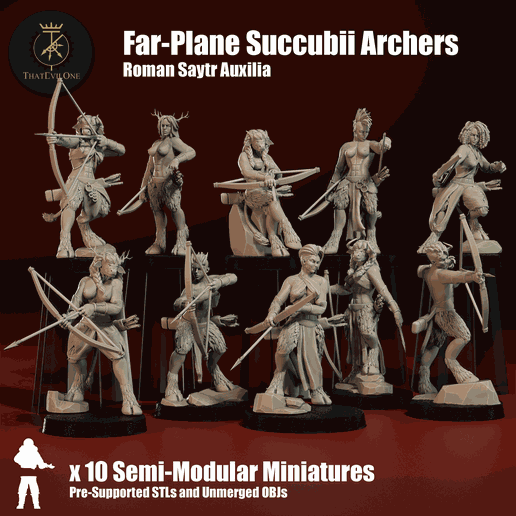 🏛️ Roman Saytr Far-Plane Succubii Archers - Presupported・ 3D File for ...