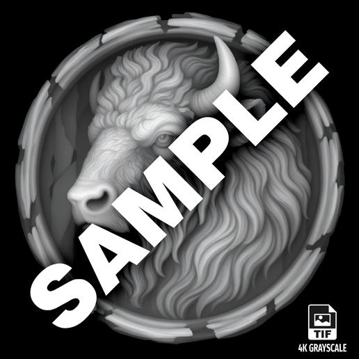 🦬 Bison Relief for CNC Laser and 3D Print STL File and 4K Grayscale TIF ...