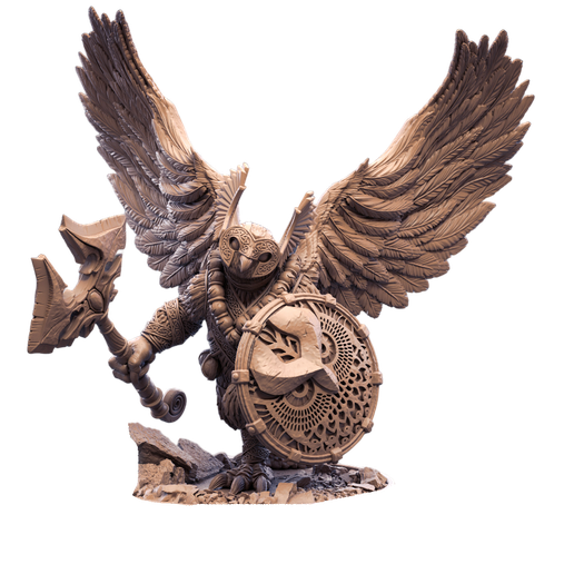 🦉 Owl Axe And Shield Genzel Grimwing・ STL File for 3D printing・Cults