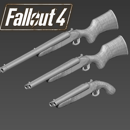 🔫 Double barrel shotgun 3d model Fallout 4・ OBJ File for 3D printing・Cults