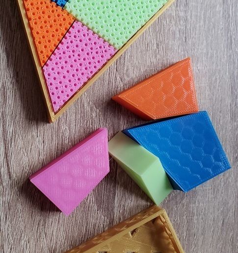 Free 3D file Textured puzzle pieces for square into triangle puzzle by ...