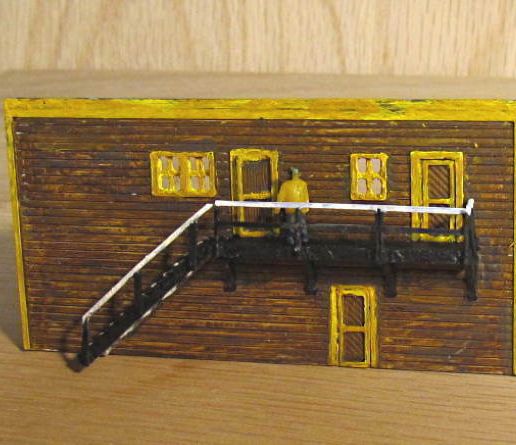 🏗️ N Scale - Stairs, walkway, railings, braces and a building wall ...