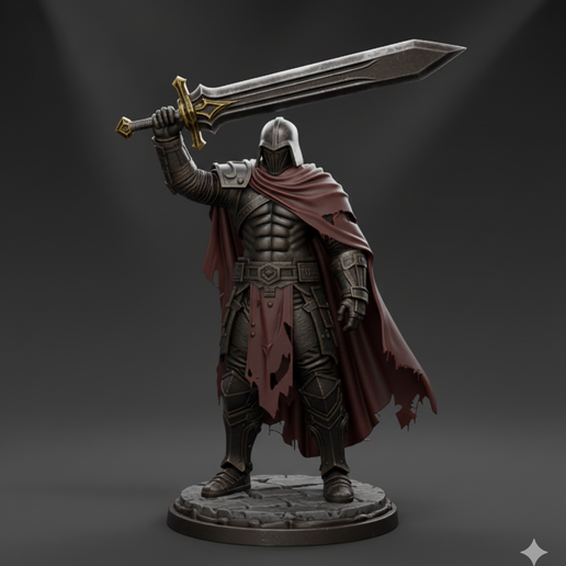👾 Dark Crusader Greatsword Knight Miniature 3D Printable STL・Free STL ...