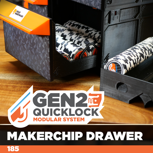 🔝 GEN2 MakerChip Drawer 185-2W-2H・Free STL File for 3D printing・Cults