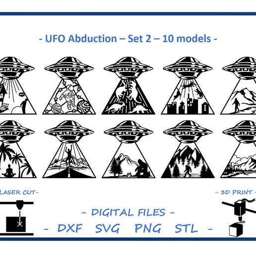 3D file UFO Abduction - Set 2- 10 models Bundle 🛸 ・3D print design to ...