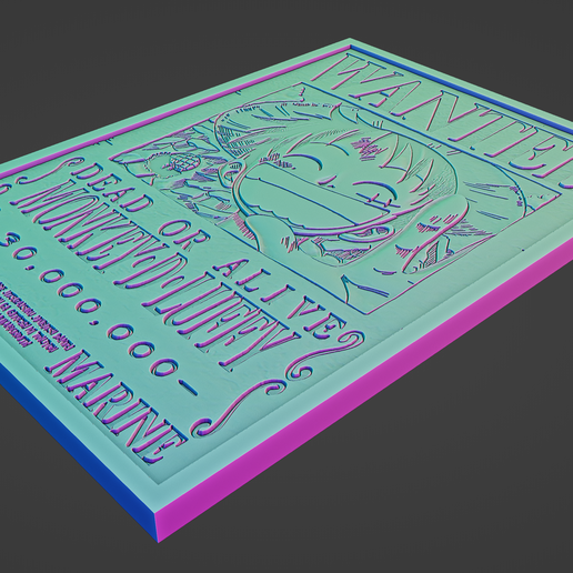 💬 luffy wanted poster - one piece・Free STL File for 3D printing・Cults