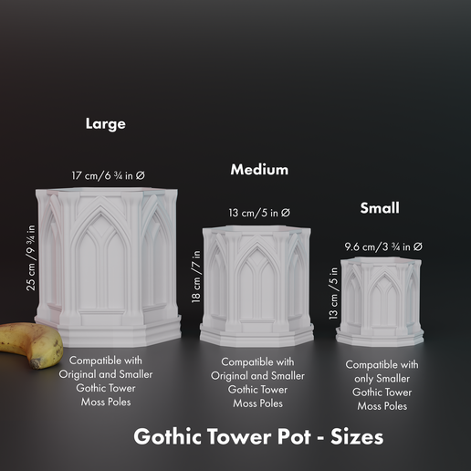 🪴 Gothic Tower Pot・ STL File for 3D printing・Cults