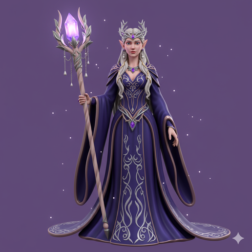 🧝 Single STL High Elf Queen Miniature - Regal Fantasy Leader with ...