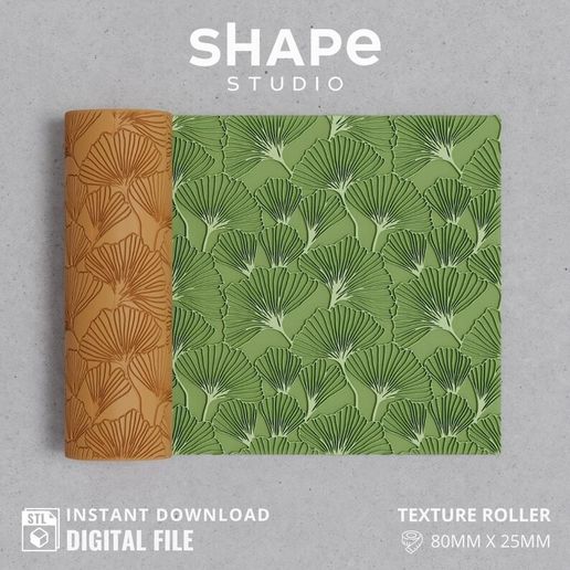 📁 Ginkgo Texture II | Polymer Clay Seamless Texture Roller | Digital ...