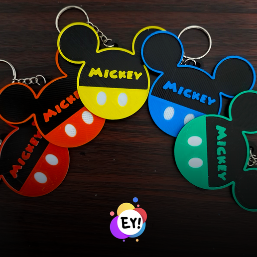 STL file Mickey Keychain (Customizable) 🗝️ ・3D printing model to ...