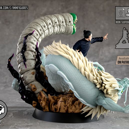 🐉 IMM Figures - Suguru Geto & Dragon・ 3D File for 3D printing・Cults