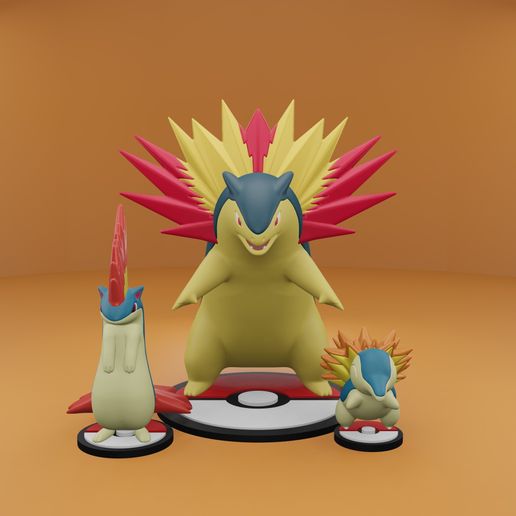 🐉 Pokemon No. 155-157 Cyndaquil, Quilava, Typhlosion・ STL File for 3D ...