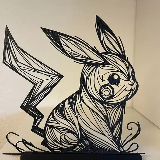 🎨 Geometric Pikachu Wall Art・Free STL File for 3D printing・Cults