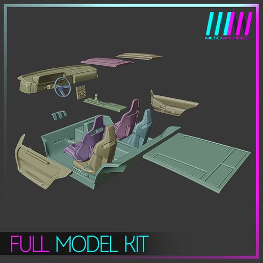 🚗 Custom Widebody Delorean Full MODEL KIT 1/24・ 3D File for 3D printing ...