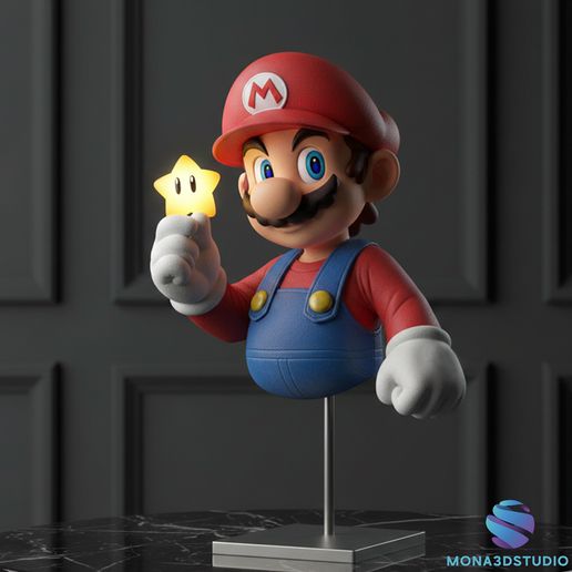 👤 Super Mario Bust with Super Star 3D Printable STL Model・ STL File for ...