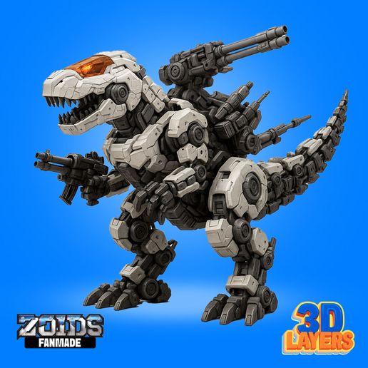 🦖 T-Rex Mecha - Zoids Armored Dinosaur・ STL File for 3D printing・Cults