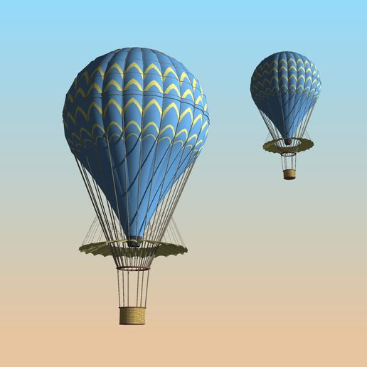 Fichier STL BALLOON FLYING BALLOON PLANE BALLON SHIP BOAT ROPES SAILS ...