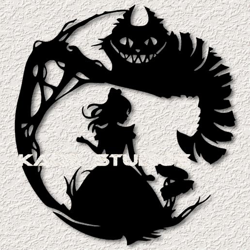 alice in wonderland wall art cheshire cat wall decor 2d art - Cults3D ...