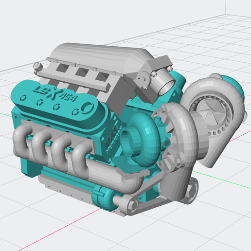 👽 1:24 scale LSX454 twin turbo engine・ STL File for 3D printing・Cults