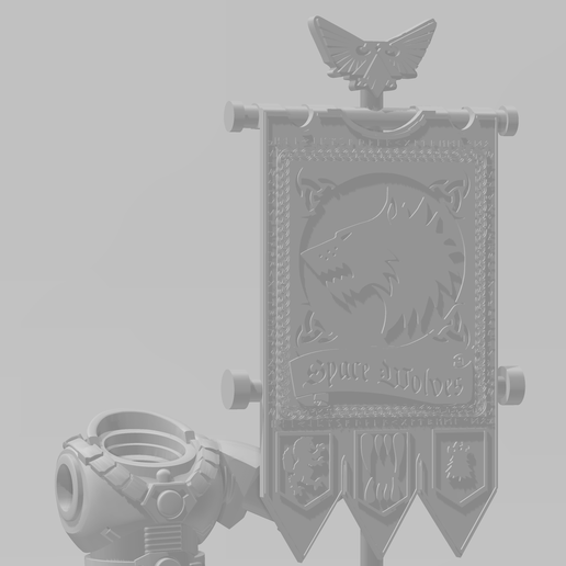 🛰 Space Wolves Legion VI Banner・ STL File for ・Cults