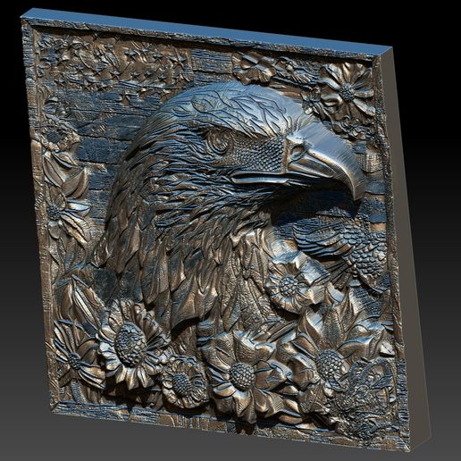 STL file Majestic Eagle Bas-Relief 🦅 (OBJ)・3D print model to download・Cults