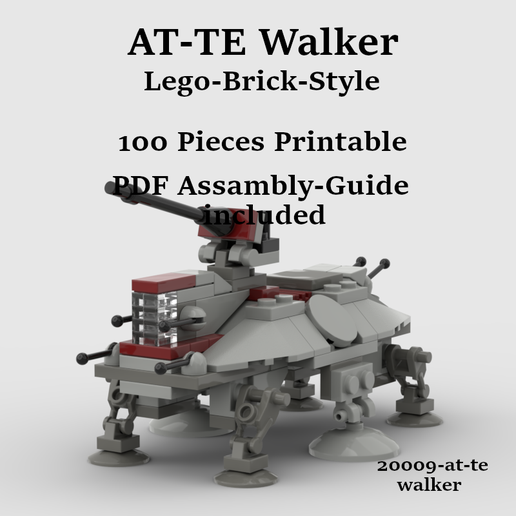 3D file Brick Style Star Wars AT-TE 🧱 ・3D printing design to download・Cults