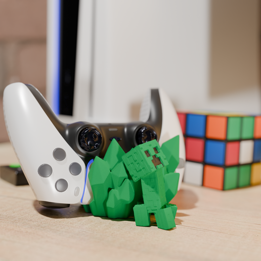 🪞 PS5/PS4 creeper minecraft controller stand・ STL File for 3D printing ...