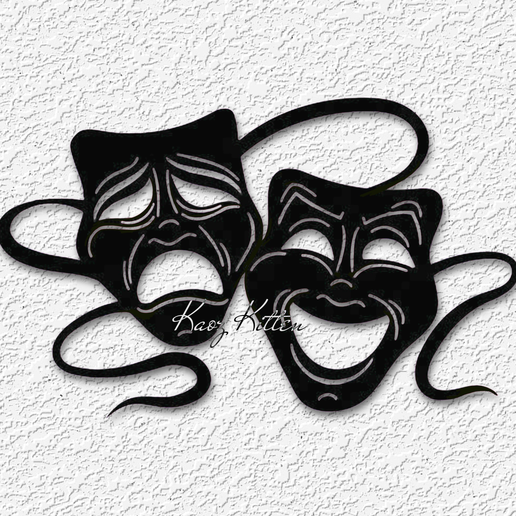 🎭 THEATER MASKS TRAGEDY AND COMEDY WALL ART HOME DECOR・ STL File for 3D ...