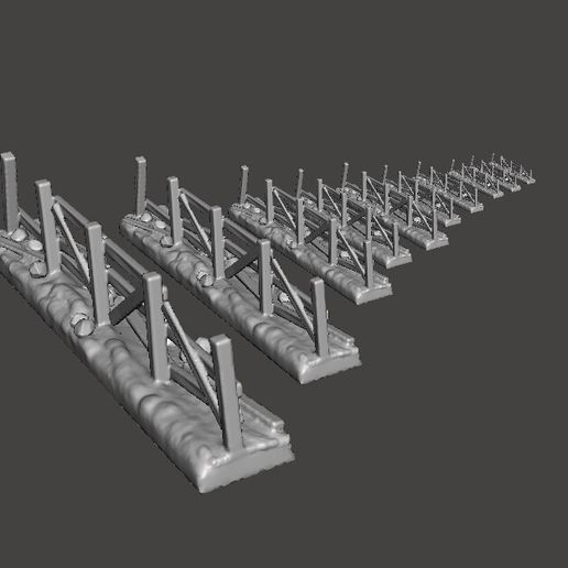 STL file Collapsed wooden fence with trap for dioramas 1/16 1/35 1/72 1 ...