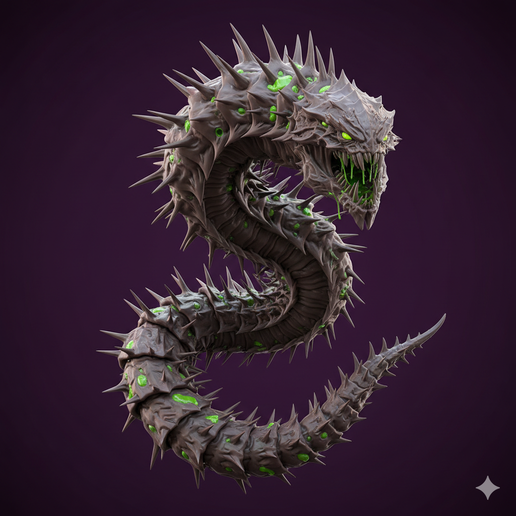 🪱 STL Venomspine Abyssal Worm - Créature monstrueuse de fantasy et de ...
