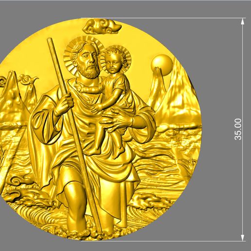 ️ Saint Christopher Pendant 3D print model・ STL File for 3D printing・Cults