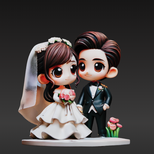 STL file wedding couple chibi1 💒 ・3D printable model to download・Cults